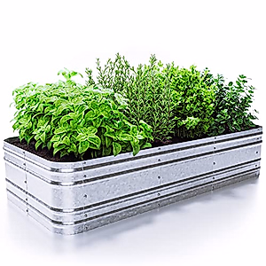 KIBAGA Premium Raised Garden Bed for Outdoors - Sturdy and Easy to Assemble Galvanized Steel Planter Box - Versatile Metal Planter is Perfect to Grow Your Beautiful Herbs, Vegetables and Flowers