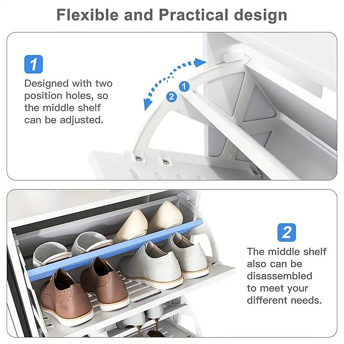 Miscoos Entryway Shoe Storage Cabinet with 3 Flip Drawers, Hidden Narrow Slim Free Standing Shoe Closet Rack Organizer for Hallway Front Porch