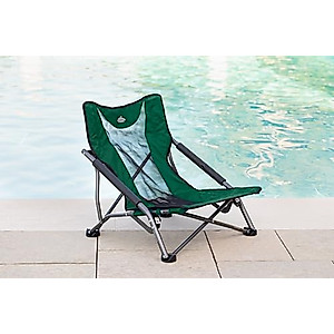 Cascade Mountain Tech Camping Chair - Low Profile Folding Chair for Camping, Beach, Picnic, Barbeques, Sporting Event with Carry Bag, Polyester, Green