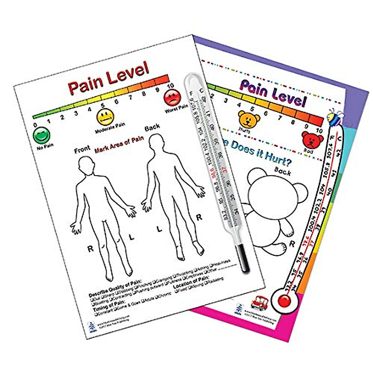 Pain Level Support Card Chart for Adult and Child, Two Sided Medical Pain Level Card