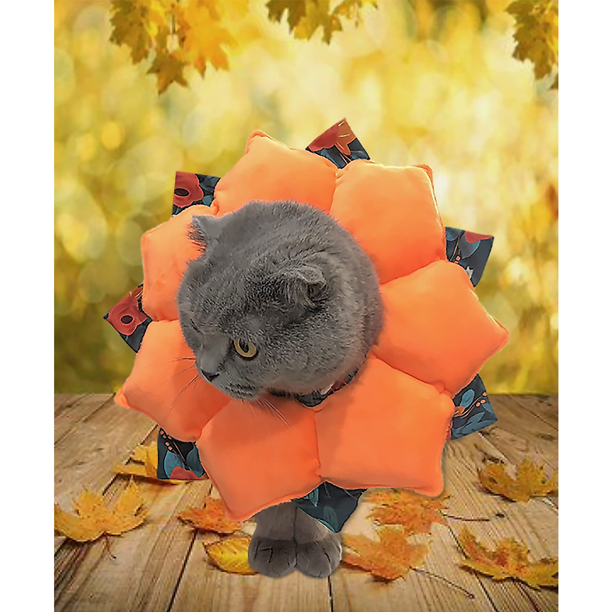 Purrrfect Life Adjustable Pet Cone Collar Soft for Kittens and Puppys, Cute Recovery Pet E-Collar After Surgery, Wound Healing Protective Cone, Elizabethan Collars (Flower, S)