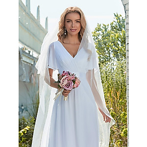 Ever-Pretty Womens V Neck Formal Summer Wedding Dress White US12