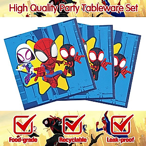 120Pcs Spidey Birthday Decorations, 60 Plates, 30 Napkins and 30 Cups for Spider Birthday Party Supplies