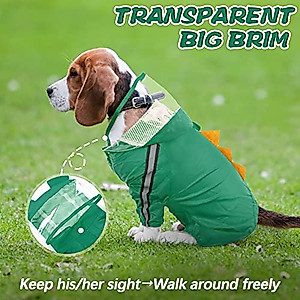 Clear Small Dog Raincoat Jacket Hooded with Reflective Strip, Waterproof Pet Raincoat Slicker Hoodie for Dog with Leash Hole, Lightweight Breathable Pet Rain Poncho Cartoon for Small Dogs Puppies