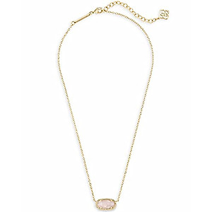Kendra Scott Elisa Pendant Necklace for Women, Fashion Jewelry, 14k Gold-Plated, Rose Quartz