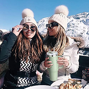 40 oz Tumbler with Handle and Lid Straw,Insulated Tumblers Stainless Steel Water Bottles,Travel Coffee Mug for Hot and Cold,BPA Free (Rainbow Light Purple)