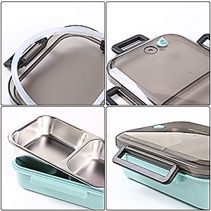 LANSKYWARE 2 Compartments Bento Lunch box with Insulated Lunch Bag and Portable Utensils, Stainless Steel Food Lunch Containers for Adults Men Women