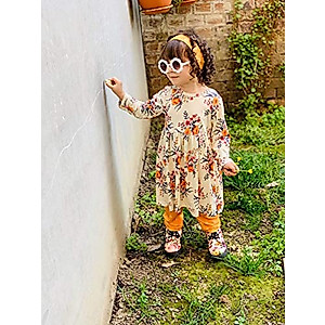Yoveme Toddler Girl Clothes Baby Girl Outfit Sweet Floral Ruffle Long SleeveTop and Floral Pants 3PC Fall Clothes Set(2-3T)