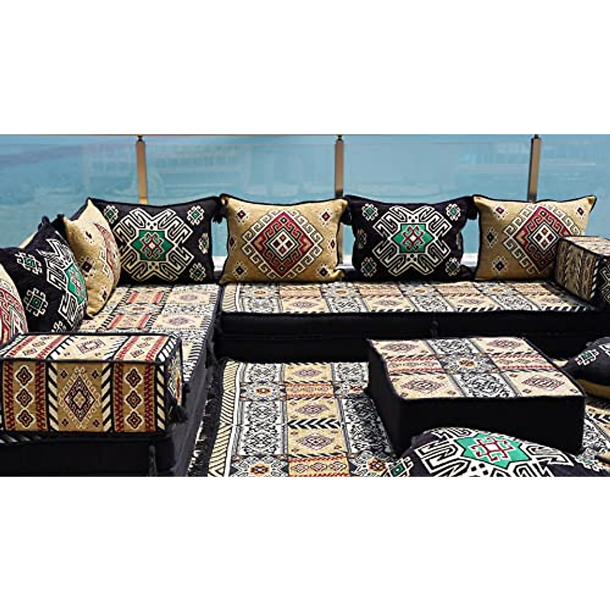 Floor Sofa Seating Set, L Shape Corner Arabic Sofa Set, Oriental Floor Seating, Floor Cushions, Living Room Sofa, Arabic Majlis, Moroccan Jalsa, Sleeper Sofa (L Sofa Full Set)