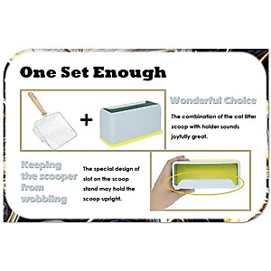 Vitisyao Metal Cat Litter Scoop with Holder, Fast Sifting Kitty Poop Scooper Caddy, Large Cat Poop Scooper Stand (Blue)