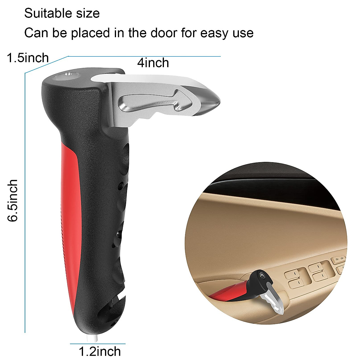 byojia 5 in 1 Vehicle Support Handles Elderly Portable Automotive Door Assist Handles Multifunction Car Handle for Elderly and Handicapped (Red-with Nylon Handle)