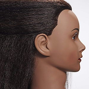 Hairginkgo Mannequin Head - 100% Real Hair Manikin for Hairdresser Training and Styling Practice - With Clamp Stand (1711B0216)