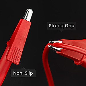 KAIWEETS Alligator Clips Electrical Test Leads Set, 15A Jumper Wires Heavy Duty with Protective Copper Clips, Premium PVC Silicone Cables for Electrical Testing, Experiment, 2 Colors 39.6 inches