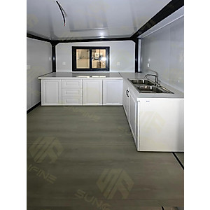 Generic Portable prefabricated house 13x20ft prefab tiny home with Restroom, Mobile Expandable Plastic Prefab House for Hotel, Office, Guard House, Shop, Villa, Warehouse, container house, white