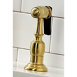 Kingston Brass KS1277PXBS Heritage 8-Inch Center Kit Bridge Faucet with Brass Sprayer, Brushed Brass