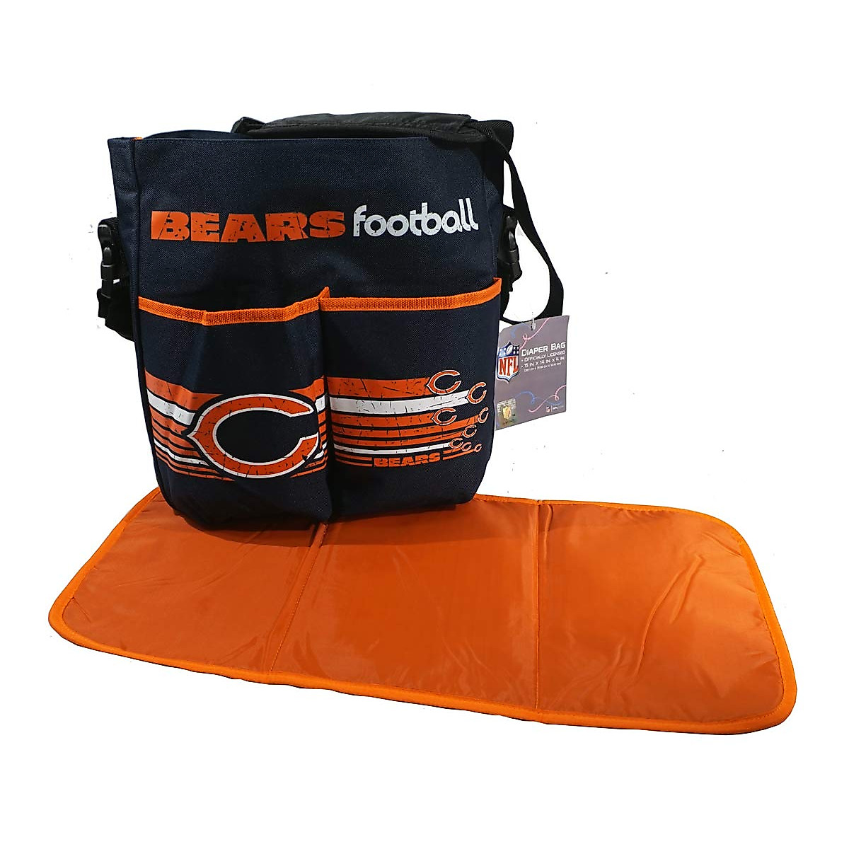 Rico Chicago Football Bears Baby Diaper Bag with Adjustable Padded Shoulder Strap & Changing Pad