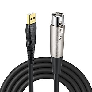 EBXYA XLR to USB Cable, 10 ft USB to XLR Microphone Cable 3 Pin XLR Female Cables Adapter with USB to Type-C Adapter Cord for Audio Recording Karaoke Live Podcast