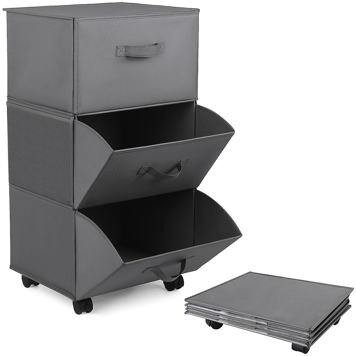 GRANNY SAYS 3 Drawer Storage Organizer, 3 Drawer Dresser, Storage Drawer for Bedroom, Closet Storage Drawers, Foldable Storage Cabinet for Clothing, Gray