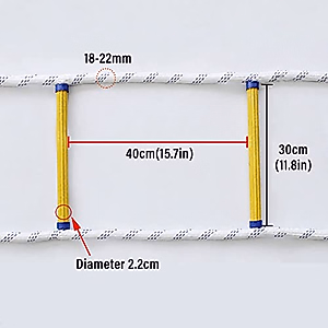 FGQCBBYC Rope Ladder Fire Escape Ladders 2-10 Storey Evacuation Safety Ladder,Emergency Fire Escape Ladder, for Indoor/Outdoor Weight Capacity up to 900Lb/8M/26.2Ft/18M/59Ft