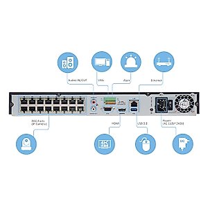 HIKVISION 16-Channel PoE 4K Network Video Recorder NVR, Embedded Plug & Play DS-7616NI-I2/16P（2021 New Version）