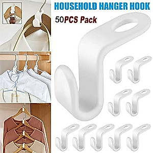 WYBF 50Pcs Clothes Hanger Connector Hooks - Drop Connecting Hanger Hooks,Space-Saving Hanger Extender Clips,Outfit Hangers Suitable for Christmas Home Bedroom Decorations