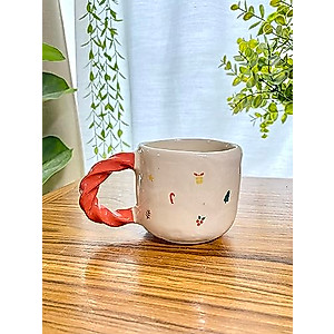 Christmas and the santa cat cup. Handmade ceramic cup, Hand-painted mug, Unique Surprise gift for Christmas or Birthday. Dishwasher and Microwave safe