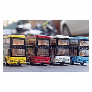 MING ZHEN Toy car Model for Sightseeing Tourist Double Decker Toy Bus City Bus Diecasts Alloy Toy Car Model Sound Light Kids Gift (Color : A1)
