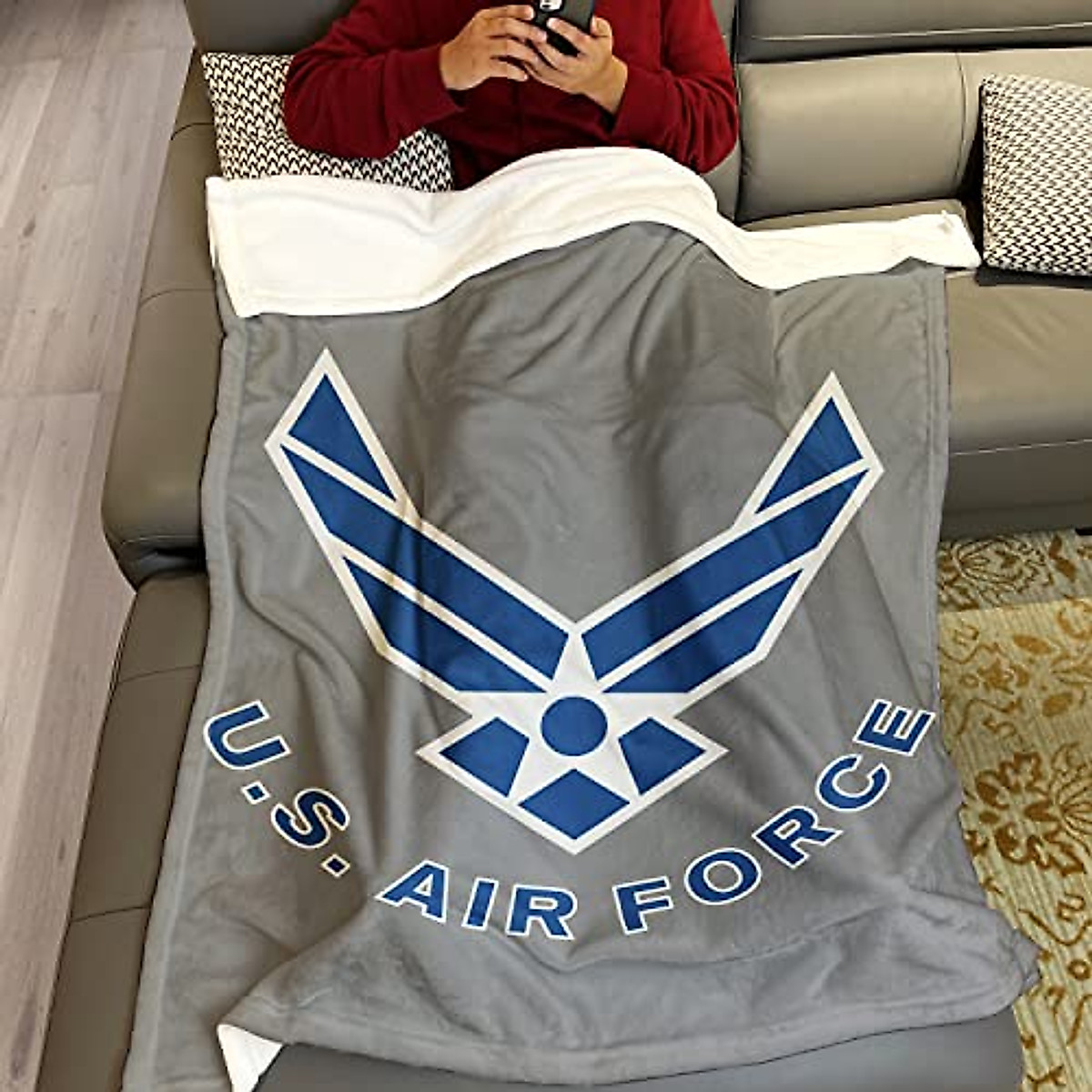 HommomH 60" x 80" Blanket Throw Comfort Warmth Soft Cozy Air Conditioning Easy Care Machine Wash US Air Force