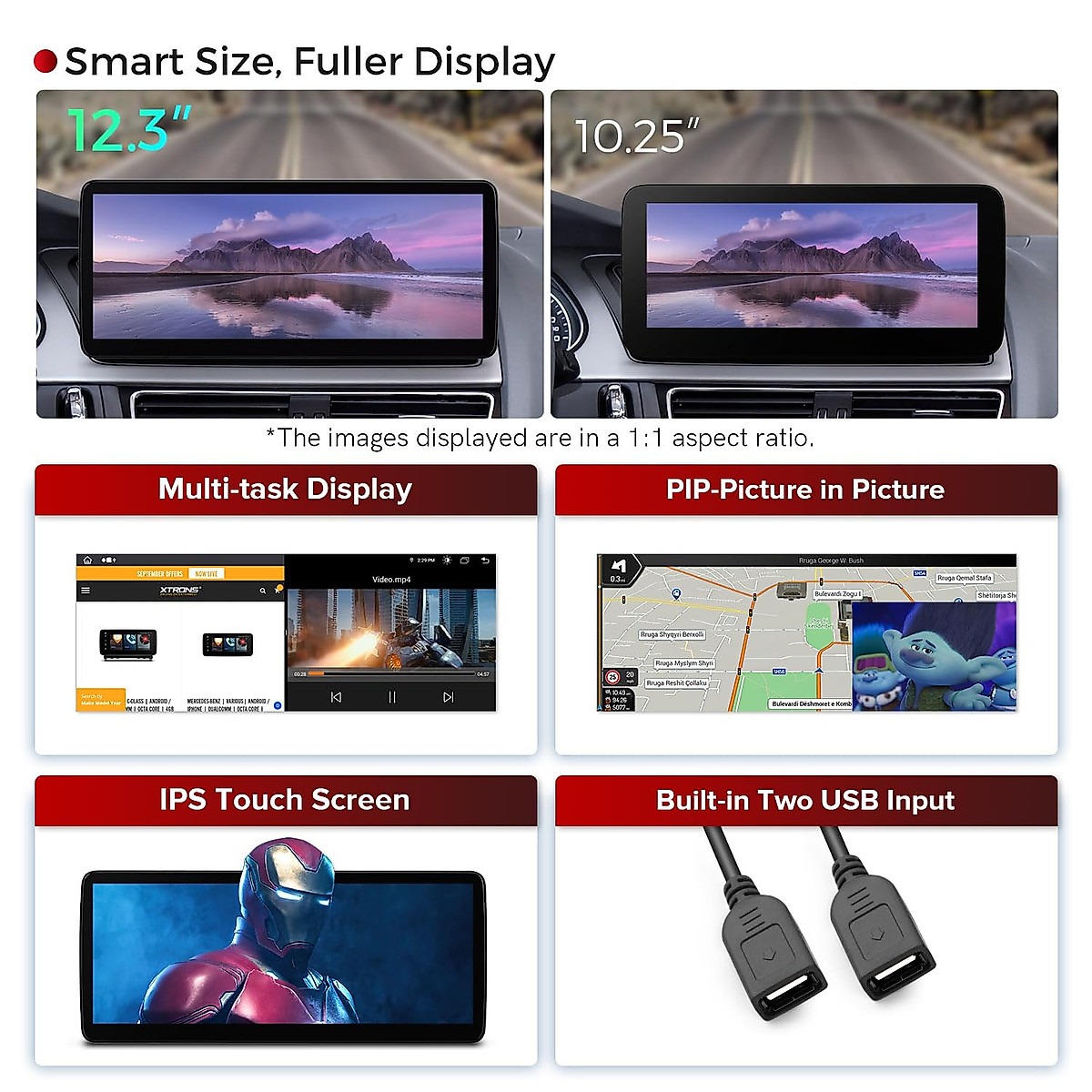 XTRONS 12.3 Inch Android 13 Car Stereo for Audi A4 S4 RS4 A5 S5 RS5 B8, IPS Touch Screen 4+64GB Global 4G Car Radio GPS Navigation Support Wireless Car Play Android Auto