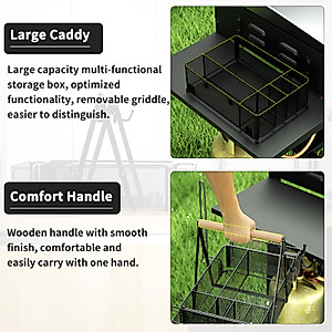 OOKUU Large Grill Caddy, BBQ Caddy with 2 PCS Paper Towel Holder, Picnic Condiment Utensil Caddy for Outdoor Camping, Barbecue Accessories Storage Organizer for Griddle Grilling Tool,Camper Must Haves