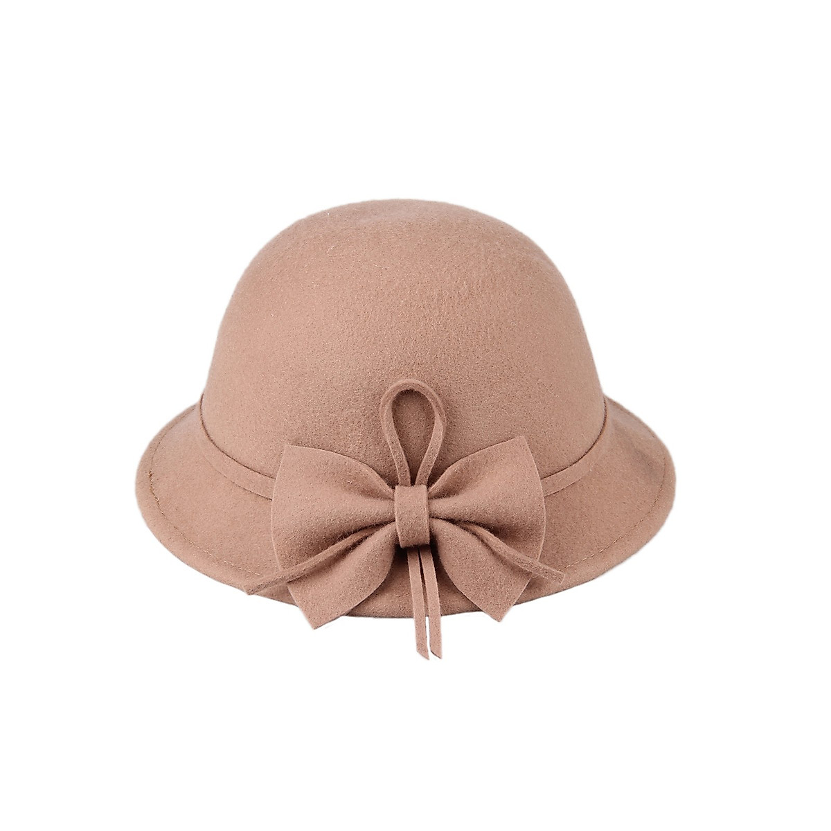 DANTIYA Kids Girls Winter Warm Bucket Hats Fedoras with Belt (Khaki)