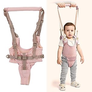 Baby Walking Harnesses, Lightweight Adjustable Detachable Crotch Pad Handheld Toddler Walk Assistant Belt Adjustable Standing Up and Walking Learning Helper for(Cherry Blossom Powder - Mesh Cloth)