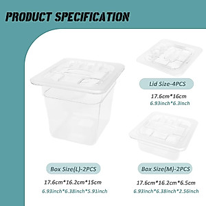 4 Pack Plastic Food Pan with Lid Deep Clear Plastic Food Pan Commercial Hotel Clear Food Storage Containers Polycarbonate Restaurant Storage Container Pans for Fruits Vegetables Beans Corns