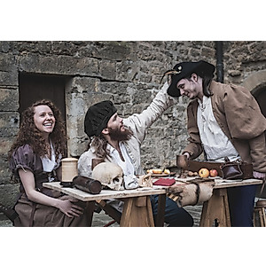 FURPHI Medieval Beret Cap for Men Women Faux Suede Hat Christmas Costume Renaissance Faire Accessories(Dark)