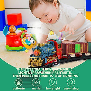 Electric Train Set Toys - Rechargeable Toy Train for Kids with Sprays, Sounds, Lights, Tracks, Train Cars, and Silent Mode - Toddlers Model Birthday Gifts and Train Set for 3 4 5 6 7 8+ Year Old Kids