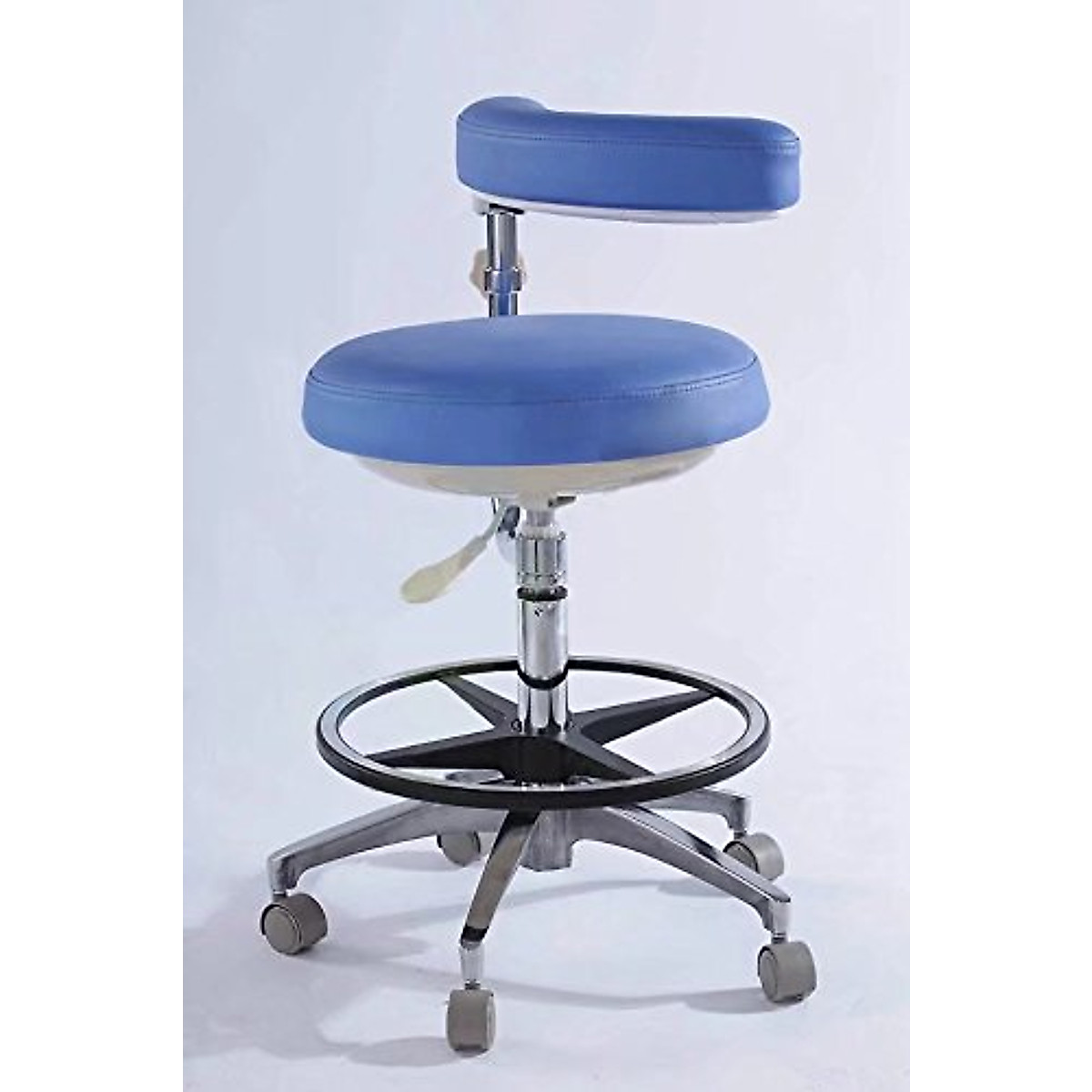 Dental Assistant Stool Nurse Chair Height Adjustable with Armrest Micro Fiber Leather
