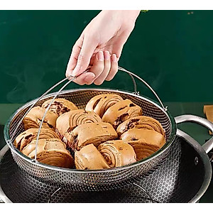 Steamer Basket, 9 Inch x 1.8 Inch Food Grade Stainless Steel Steaming Net with a Support Frame for Food Steaming (1 Pcs)