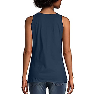 Hanes Womens Scoopneck Cotton Jersey Tank, Classic Top, Lightweight For Camisoles-lingerie, Navy, Medium US