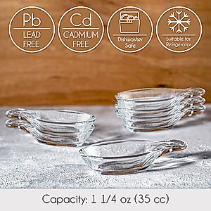 Crystalia Boutique Leaf Shape Glass Bowls Set for Kitchen Prep, Small Pinch Bowls, Clear Glass Cooking and Serving Bowls for Fruit, Sauce, Dipping and Candy Dishes, Mini Decorative Serveware Set of 6