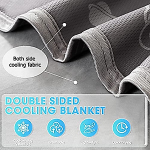 WKBEC Cooling Throw Blanket (50"x60" Throw Size) for Hot Sleepers, Arc-Chill Q-Max >0.5 Cool Fiber,100% Oeko-Tex Certified Lightweight Summer Blanket for Travel/Outdoor Ultra Cold Breathable, Grey