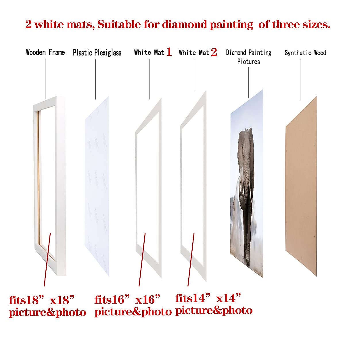 WOFFMX 16x16 Diamond Painting Picture Frames 18x18 Diamond Art Frames Wood ,Display Pictures16x16 Inch 40x40 cm with Mat or 18x18 Inch45x45cm Without Mat, Diamond Embroidery Photo Frame Diamond Art