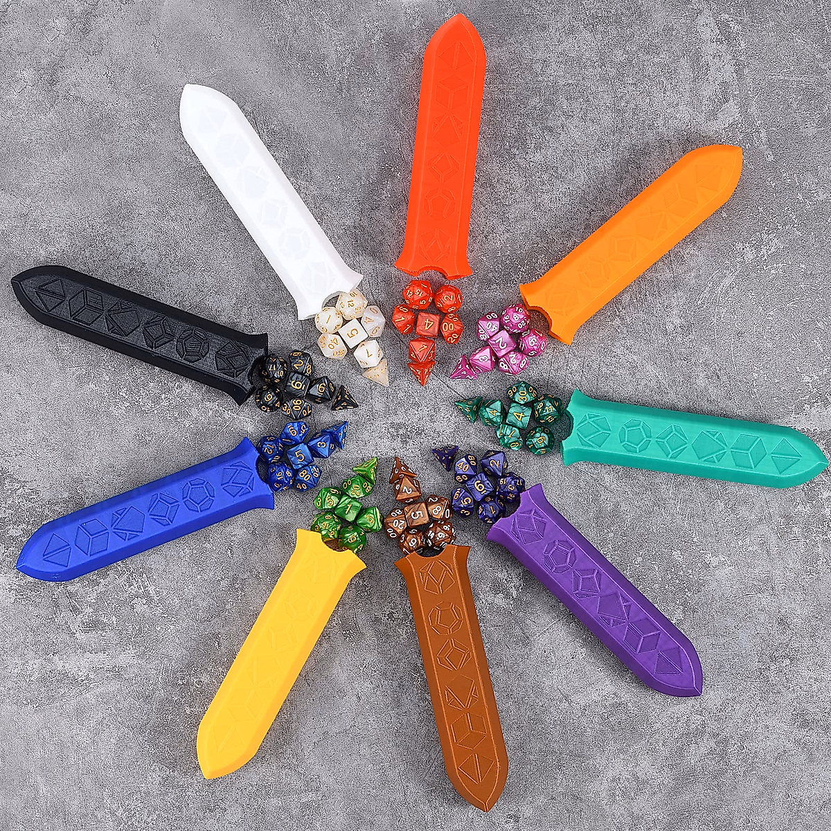 Dice Dagger with 7PCS D20 Dice Dungeons and Dragons Dice Set DND Dice Holder Polyhedral Dice Gift Sword D&D Dice Scabbard Dice Box Sword Dagger Polyhedral Dice Storage Dice D20 Black