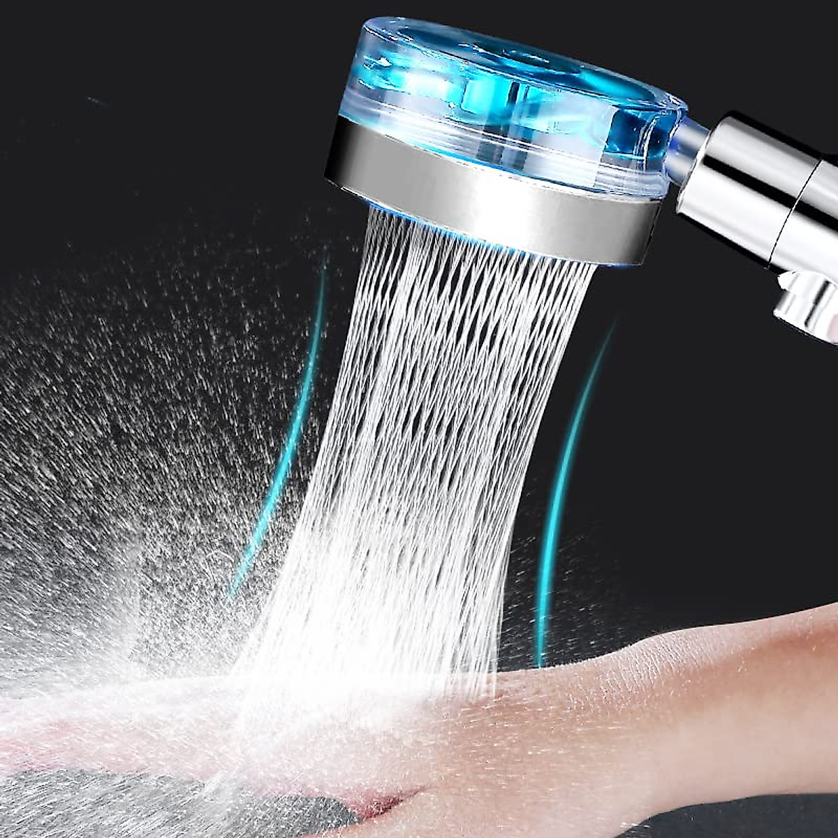 Hydro Jet High Pressure Shower Head Turbocharged Shower Head Handheld Turbo Fan Shower Kit with Replacement Hose/Bracket/Cotton Filters and Bath Loofah, 3 Water Panels for Different Experience