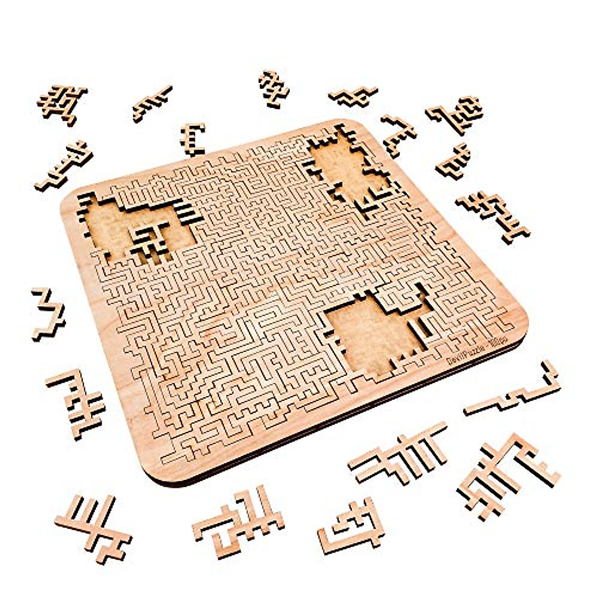 Mind Bending Wooden Jigsaw Puzzle | Aztec Labyrinth | Expert Level Difficult Puzzles for Adults | 100 Pieces | 11.3" x 11.3”