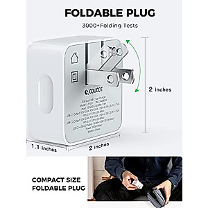 Coucot 35W USB C Charger Block, Dual USB-C Port Compact Power Adapter, ​​​​​​[Foldable Prolongs] PD 3.0​​​​ Fast Wall Charger for iPhone14 Pro Max/14 Pro/iPhone13/Samsung/iPad/Speaker/AirPods and etc