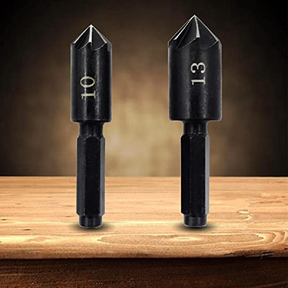 MOOKEENONE 2X Chamfer Cutters, High Carbon Steel Countersink Drill Bit Set 1/4 Hex Shank Cutting Tool