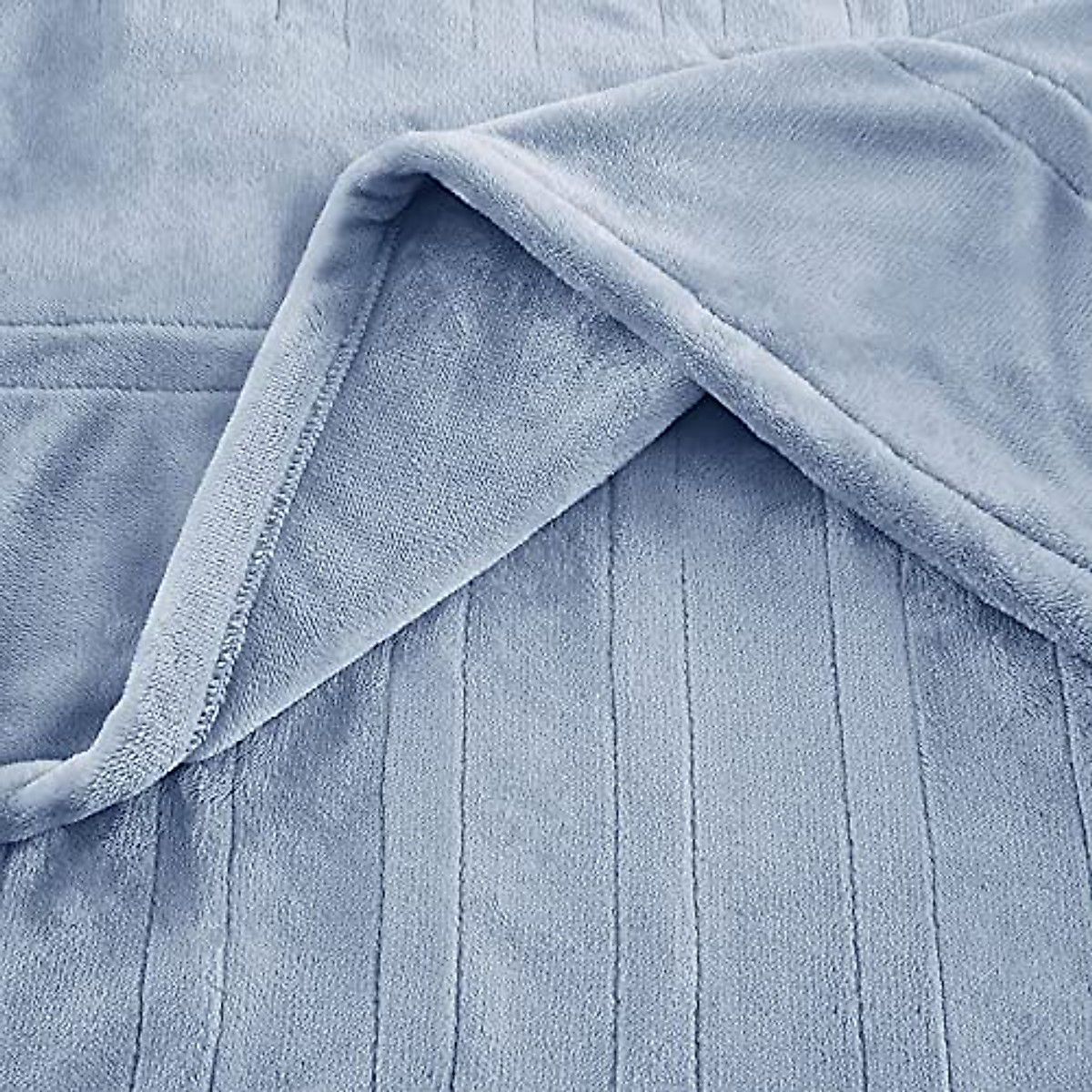 Serta Luxuriously Soft Plush Electric Blanket Fast Heating Cozy Cover, Safety Auto Shut Off Timer, Low EMF, Multi Heat Setting, ETL Certified, Machine Washable, Sea Blue Throw (50 in x 60 in)