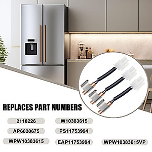 ZATUX 3 Pcs W10383615 Refrigerator Thermistor with Clip Compatible with Whir-lpool Freezers Replaces WPW10383615 AP6020675 PS11753994 EAP11753994 2118226
