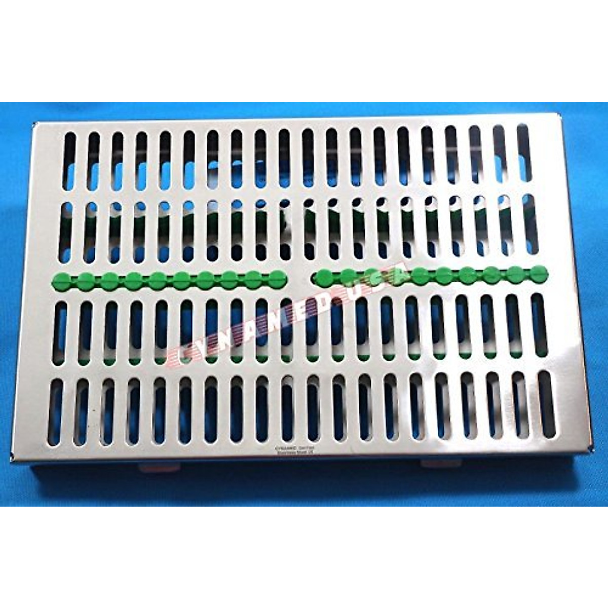 SYNAMED USA German Stainless Dental Autoclave Sterilization Cassette Box Tray for 20 Instruments Green