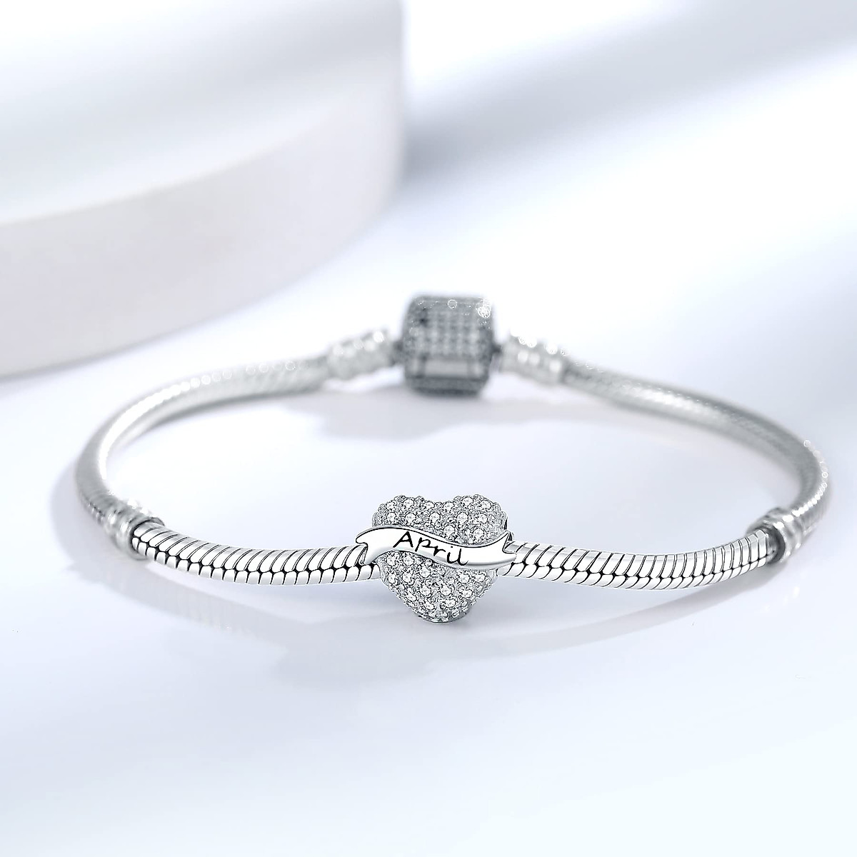 CLYQCL Birthstone Charms 925 Sterling Silver Love Heart Beads Fit Pandora Charms Bracelet, Fit Mother's Day Christmas Birthday Gift